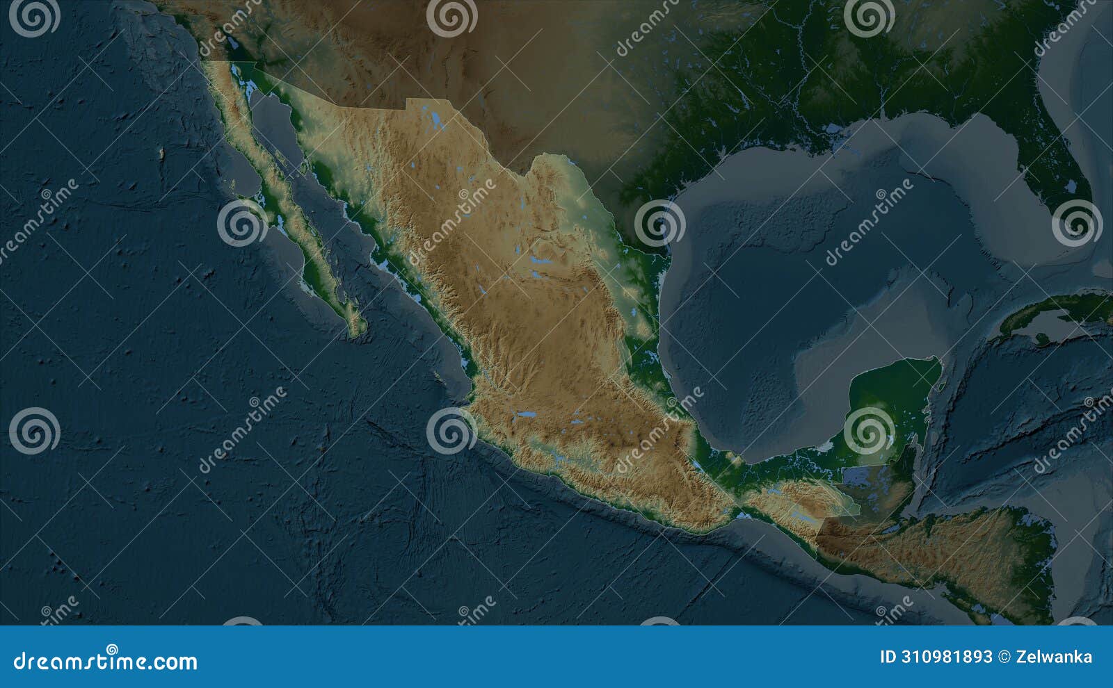 Mexico Highlighted. Physical Stock Illustration - Illustration of ...