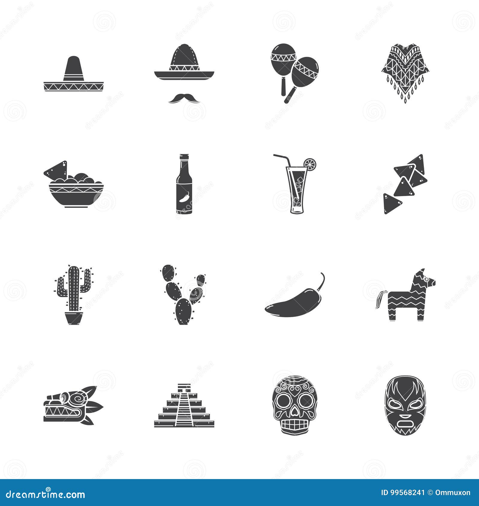 Mexico icon set stock vector. Illustration of america - 99568241