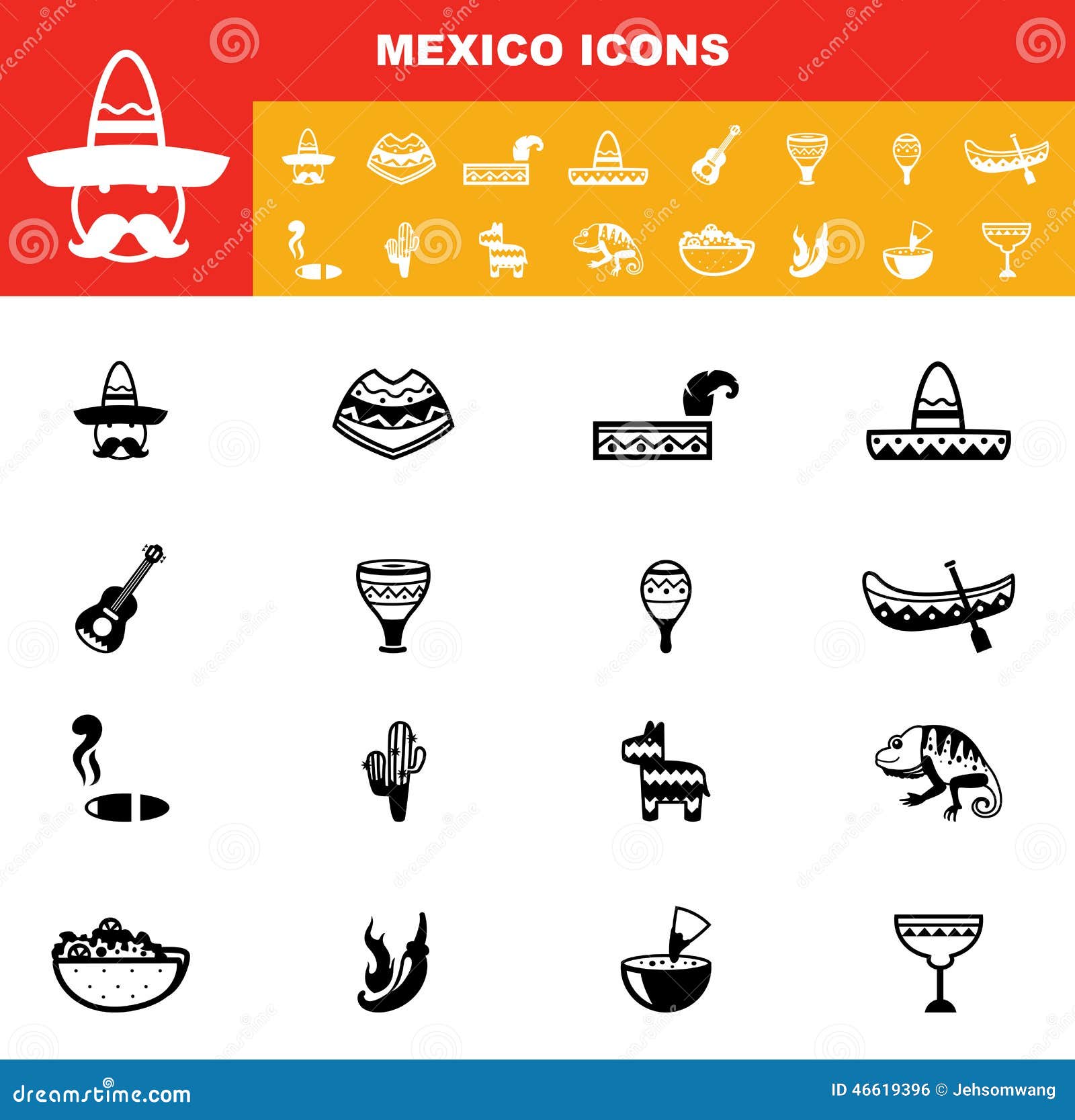 Mexico icons vector stock vector. Illustration of chili - 46619396