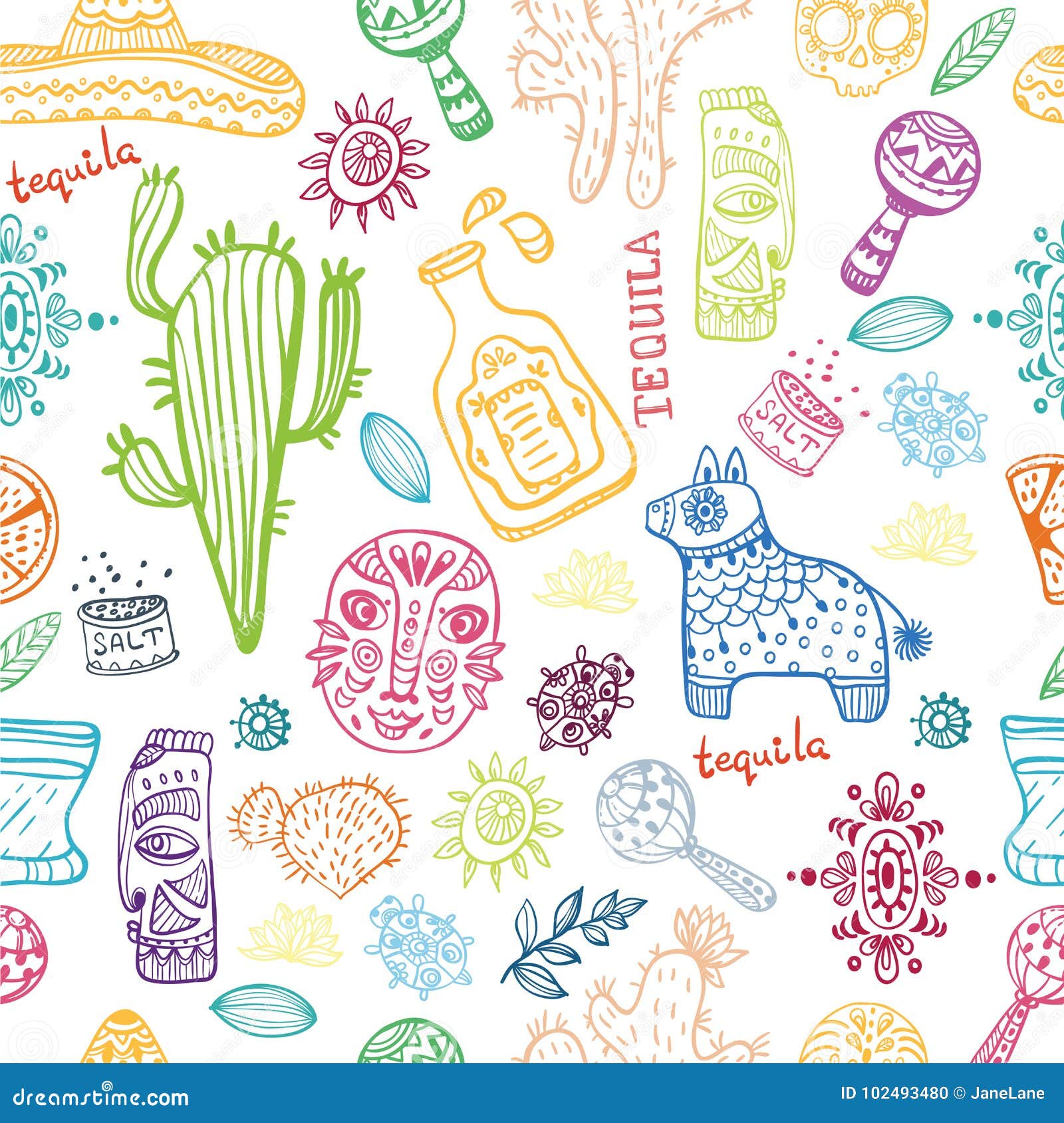 Mexico Illustrations Collection, Pattern Stock Vector - Illustration of ...