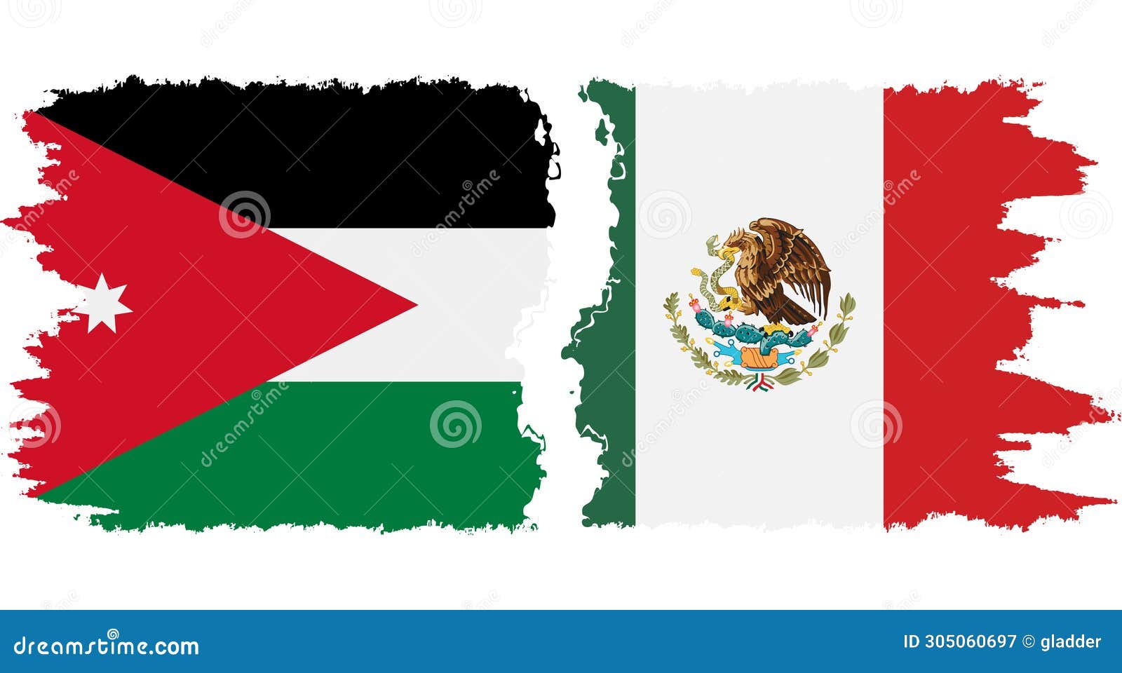 Mexico and Jordan Grunge Flags Connection Vector Stock Vector ...