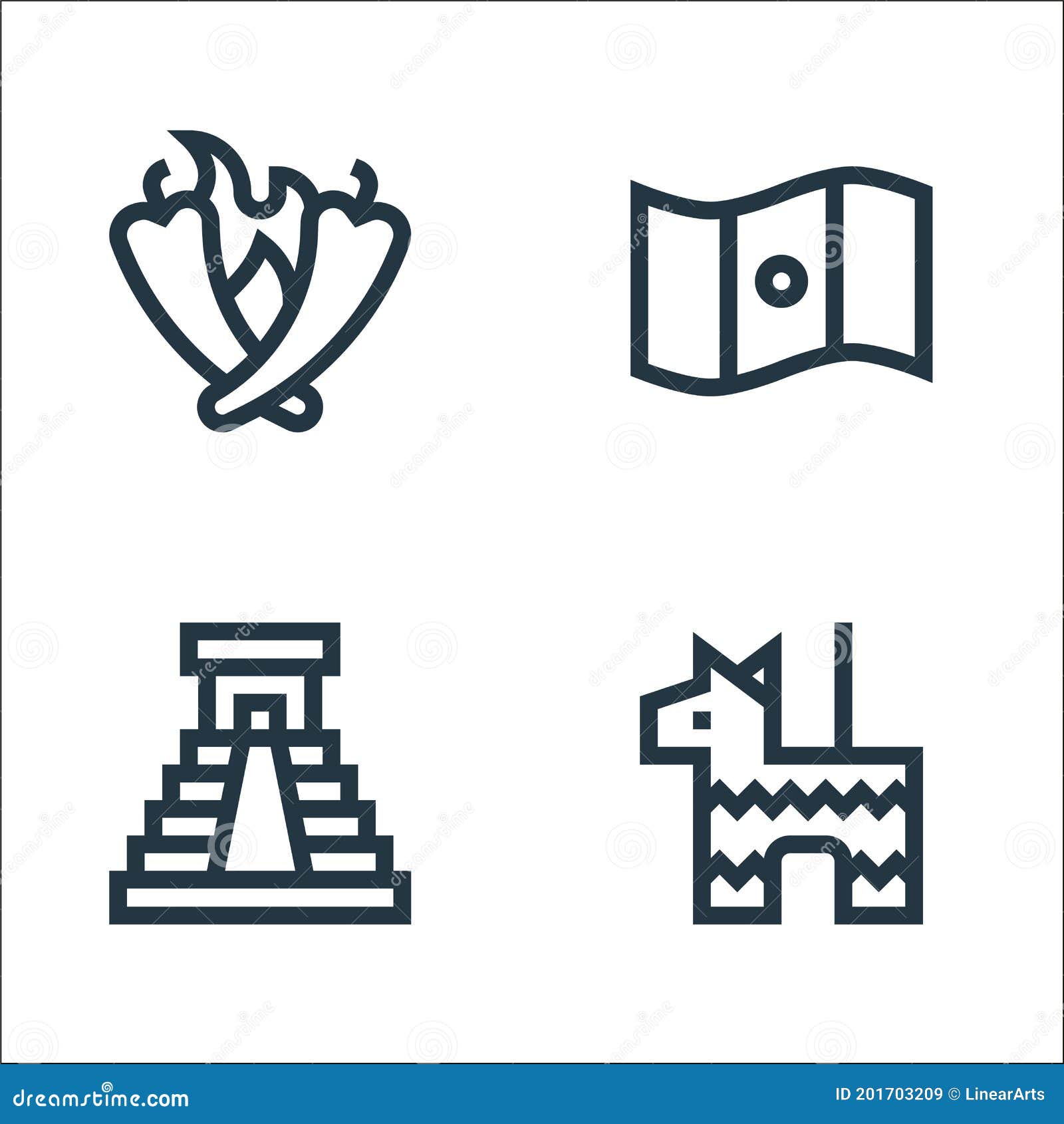 Mexico Chichen Itza Tulum Kukulcan Pyramid Cartoon Vector ...