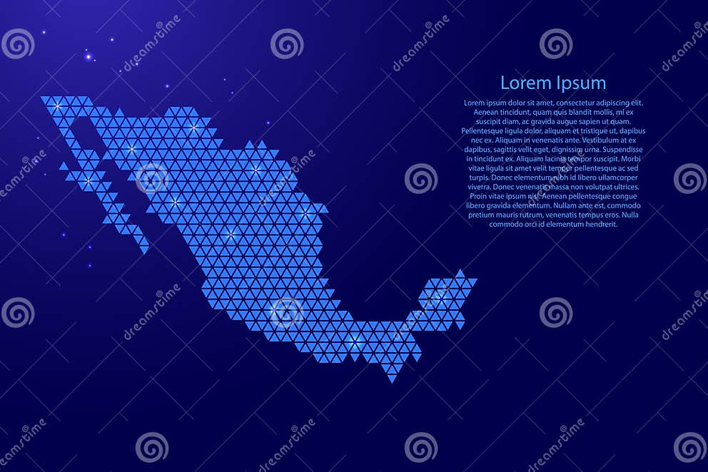 Mexico Map Abstract Schematic from Blue Triangles Repeating Pattern ...