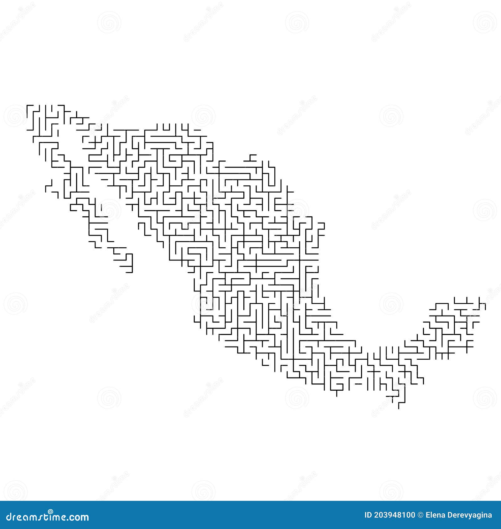 Mexico Map from Black Pattern of the Maze Grid. Vector Illustration ...