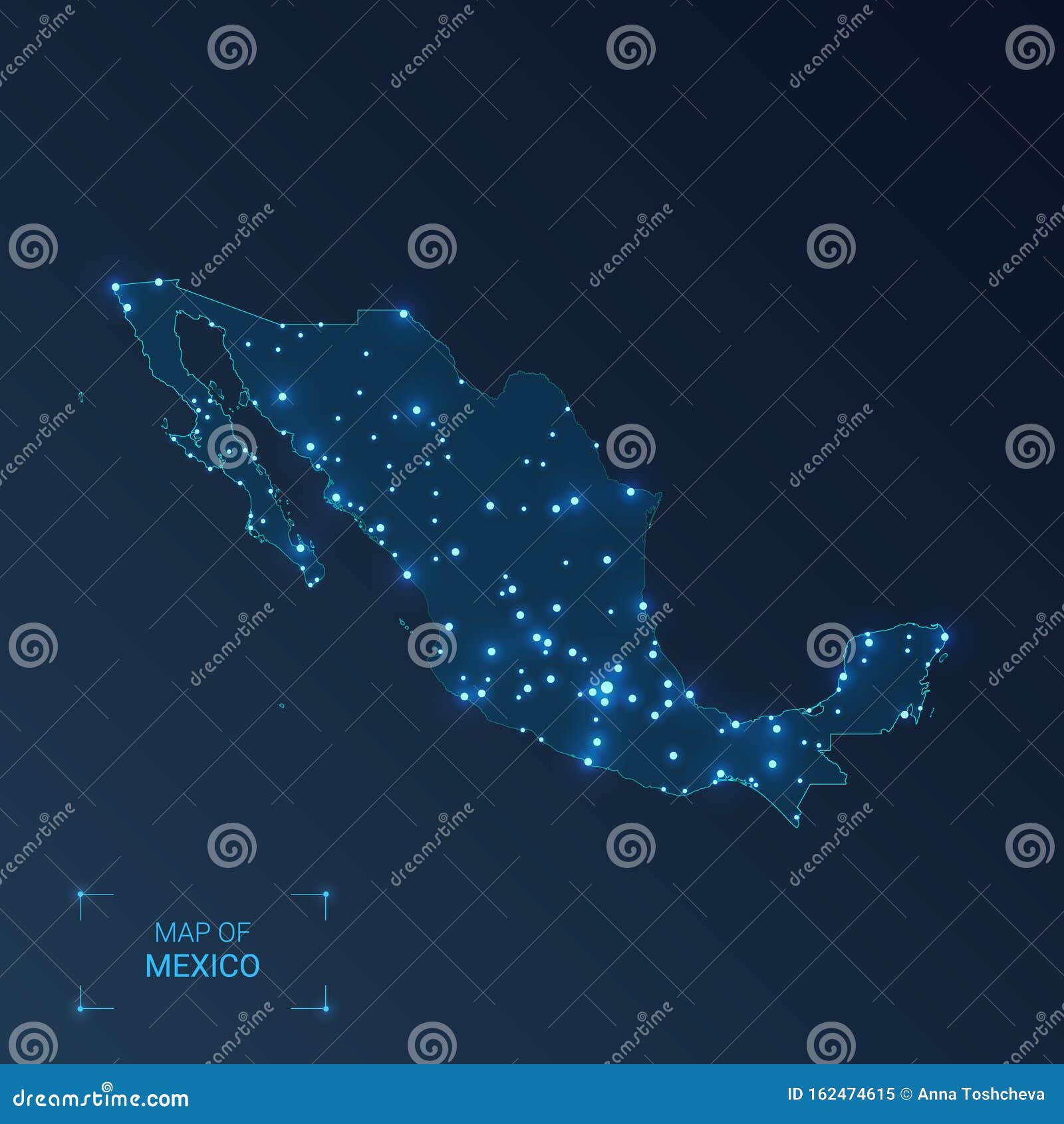 Mexico Map With Cities. Cartoon Vector | CartoonDealer.com #162474615