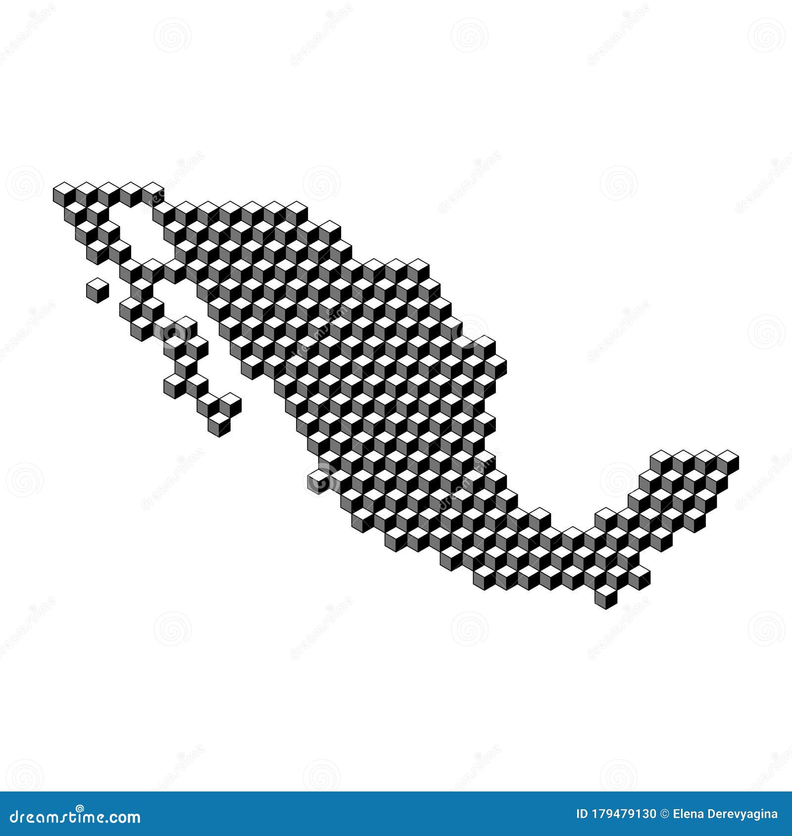 Mexico Map from 3D Black Cubes Isometric Abstract Concept, Square ...