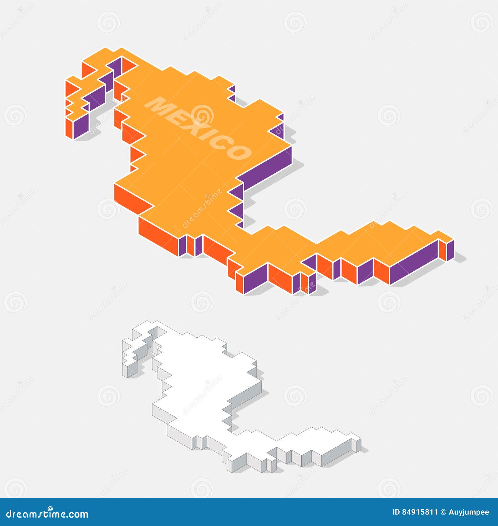 Mexico Map Element with 3D Isometric Shape Stock Vector - Illustration ...