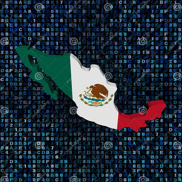 Mexico Map Flag on Hex Code Illustration Stock Illustration ...