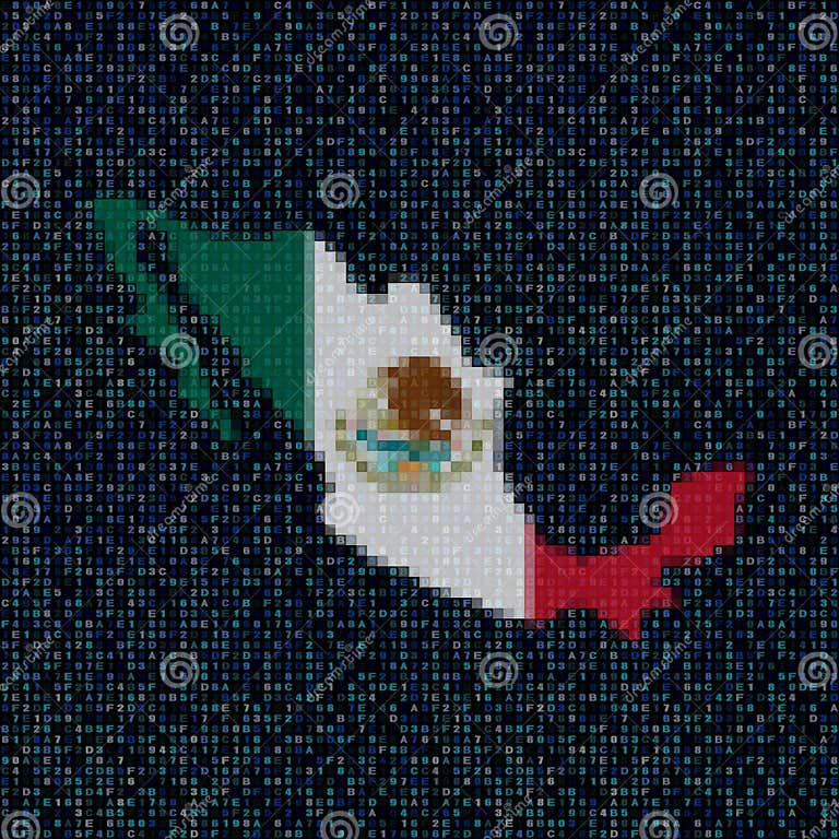 Mexico Map Flag on Hex Code Illustration Stock Illustration ...