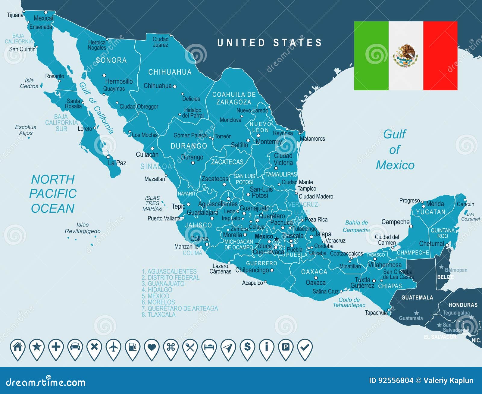 Mexico - Map and Flag - Illustration Stock Illustration - Illustration ...
