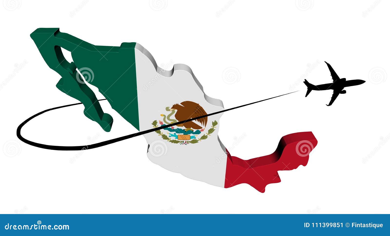 Mexico Map Flag with Plane and Swoosh Illustration Stock Illustration ...