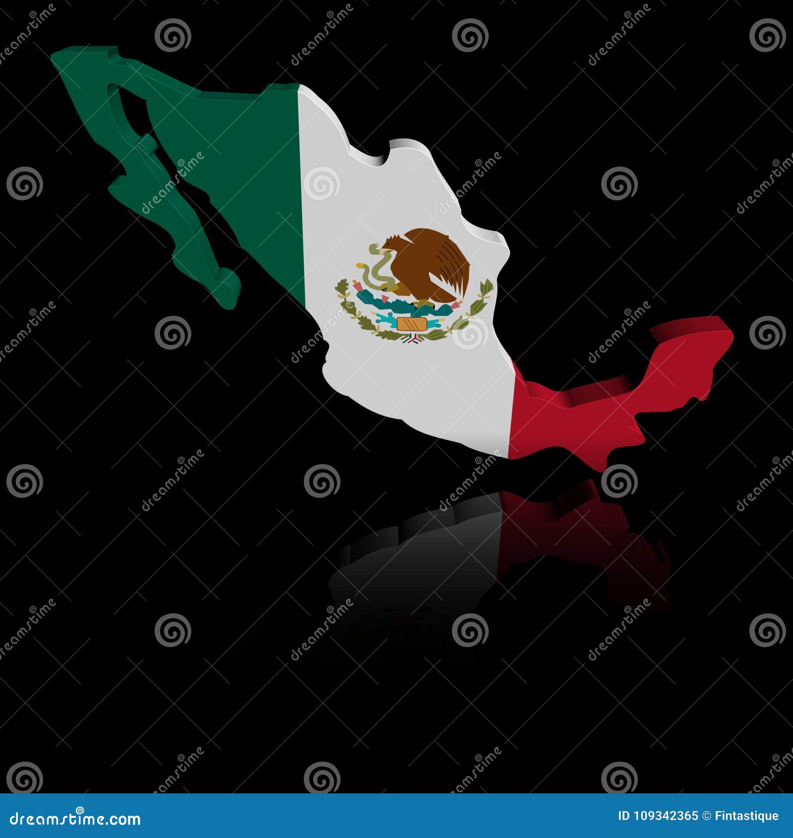 Mexico Map Flag with Reflection Illustration Stock Illustration ...