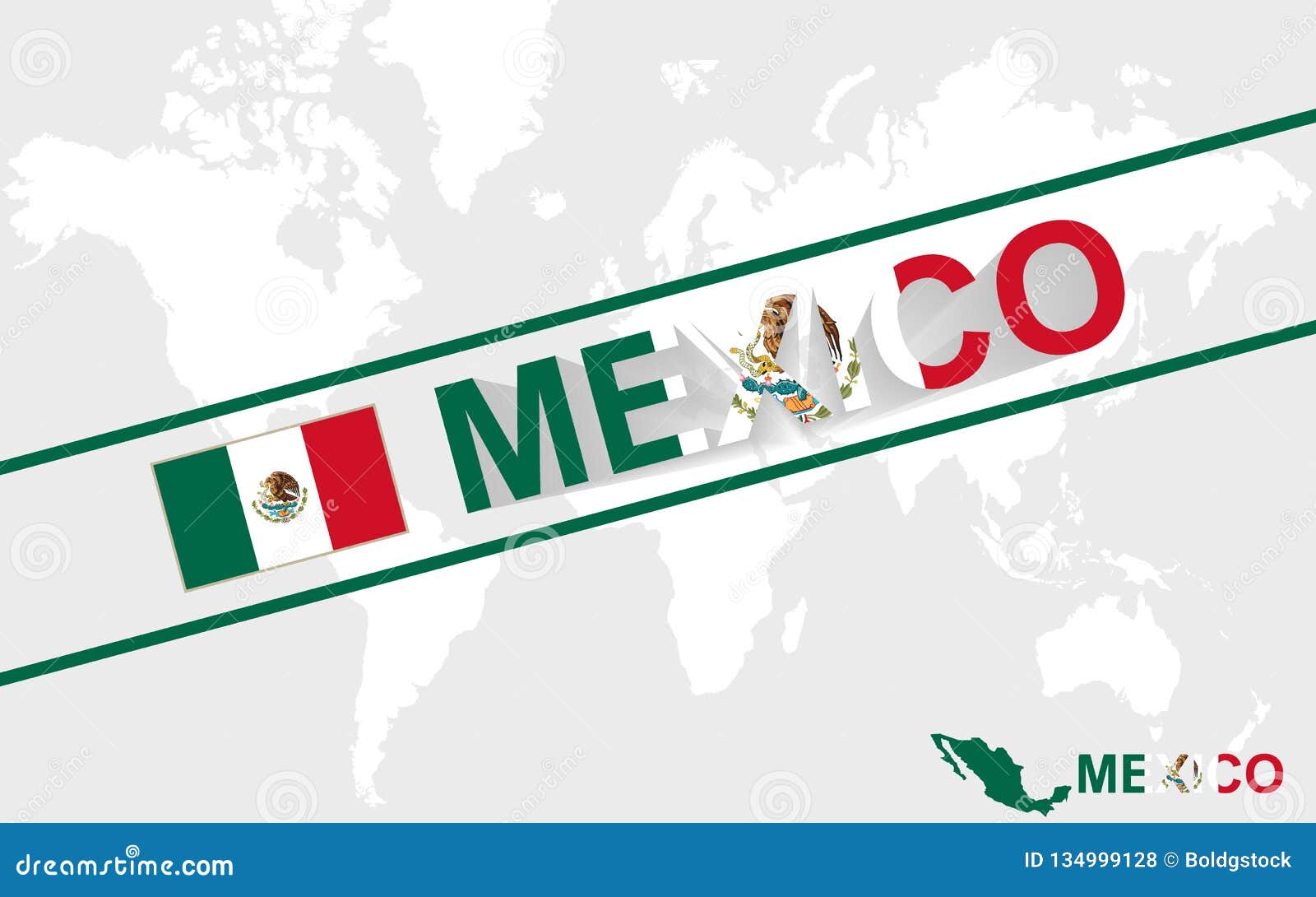 Mexico Map Flag and Text Illustration Stock Vector - Illustration of ...