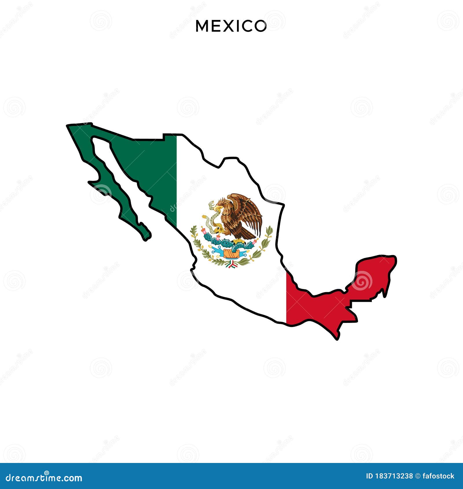 Map and Flag of Mexico Vector Design Template with Editable Stroke ...