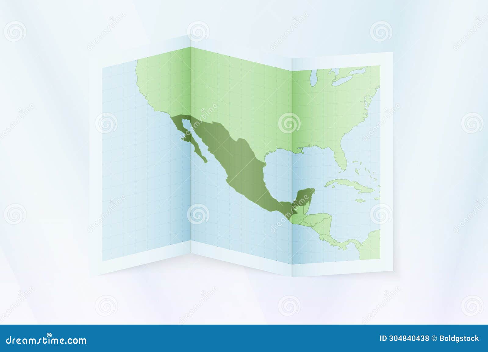 Mexico Map, Folded Paper with Mexico Map Stock Vector - Illustration of ...