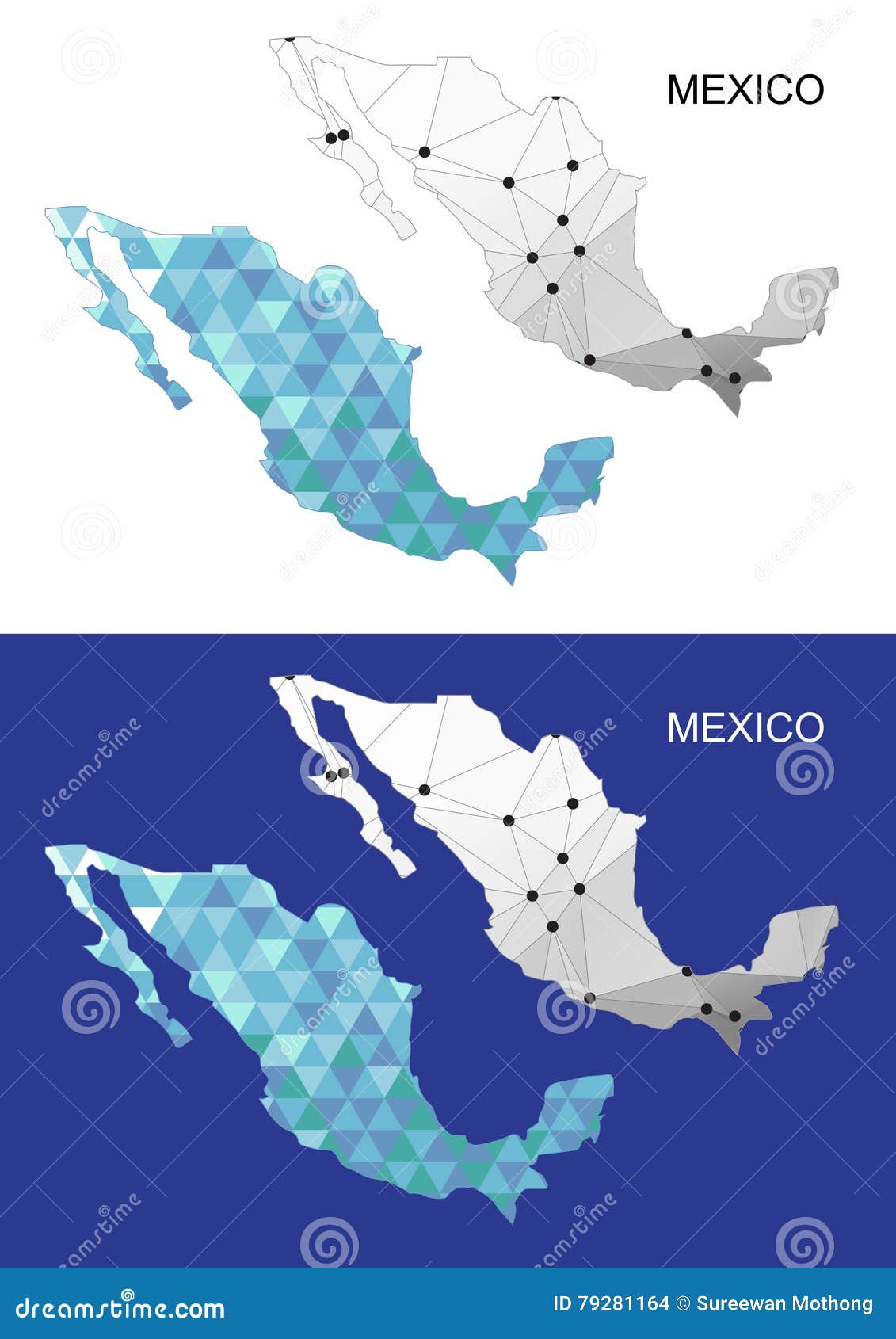 Mexico Map in Geometric Polygonal Style. Abstract Gems Triangle. Stock ...