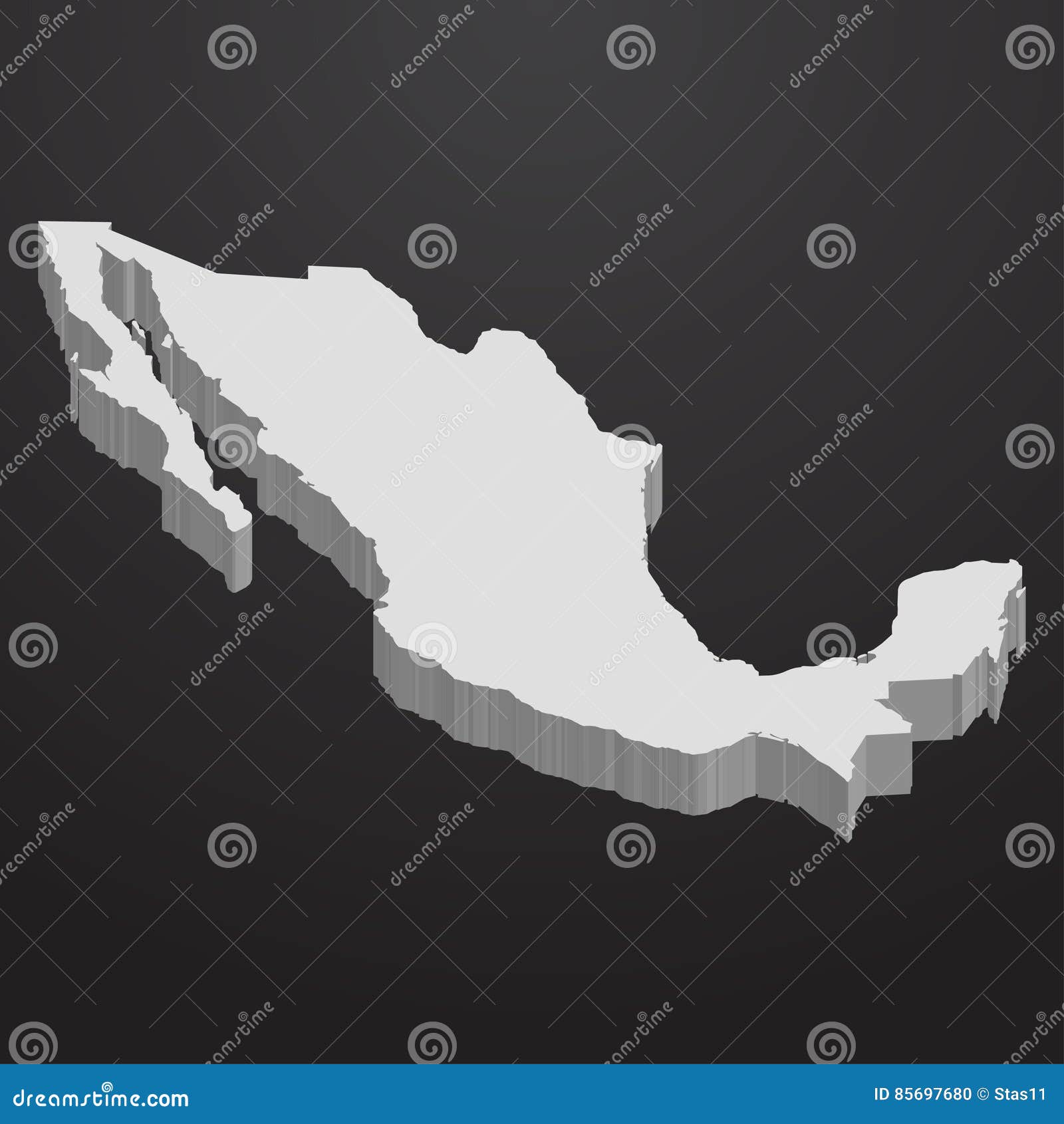 Mexico Map In Gray On A Black Background 3d Vector Illustration ...