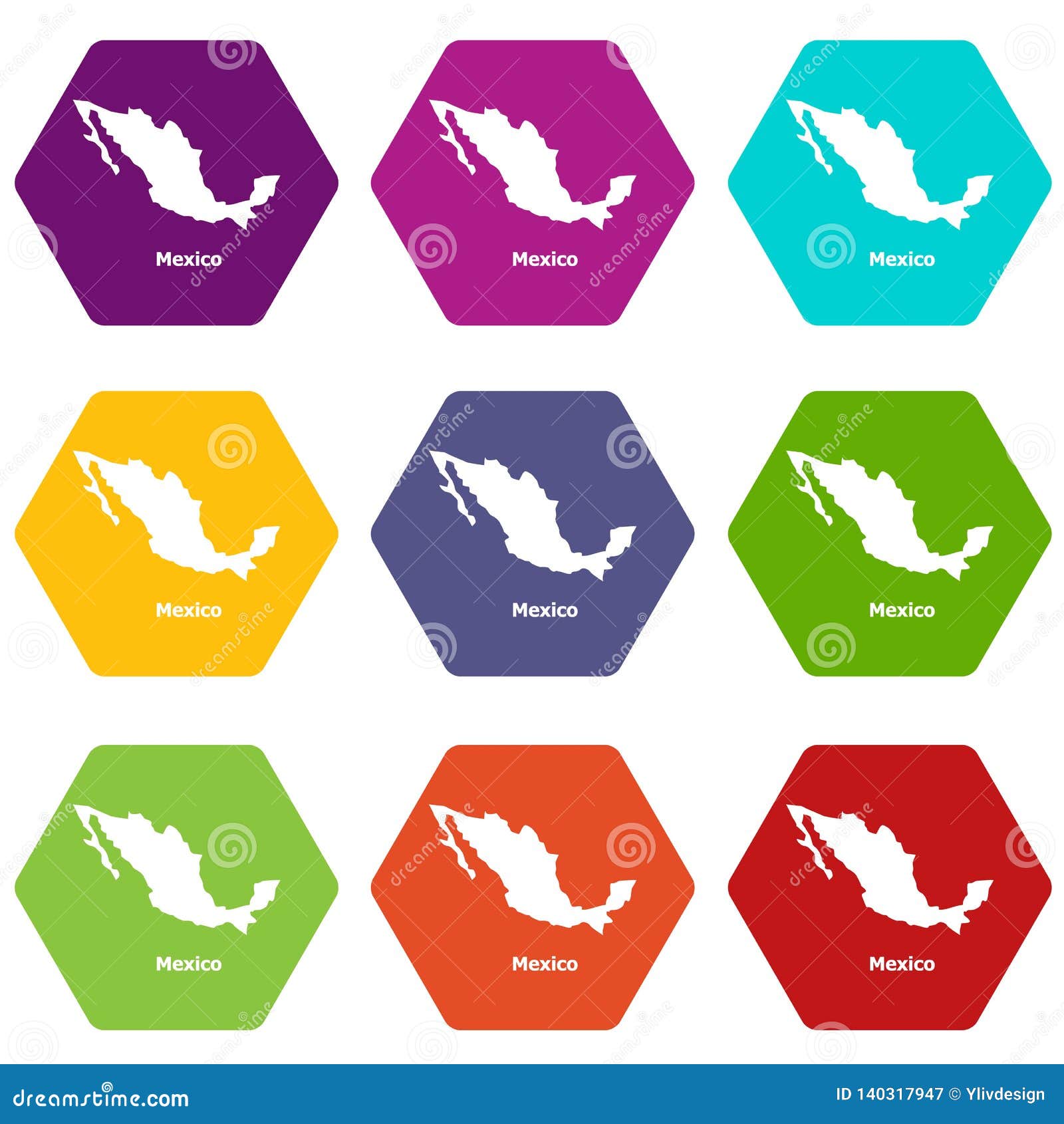 Mexico Map Icons Set 9 Vector Stock Vector - Illustration of mexican ...