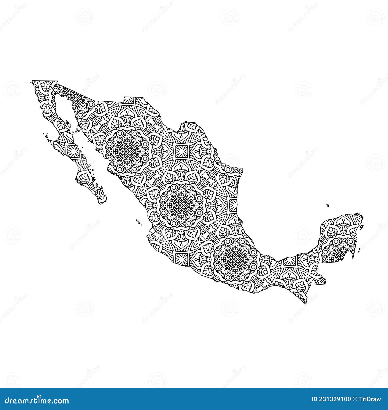 Mexico Map with Mandala Design Stock Vector - Illustration of concept ...