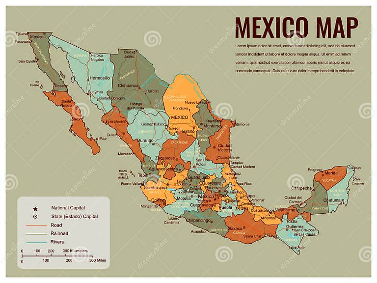 Harta Mexicului Cu Teritorii Selectate. Vector Stock Vector - Ilustrare ...
