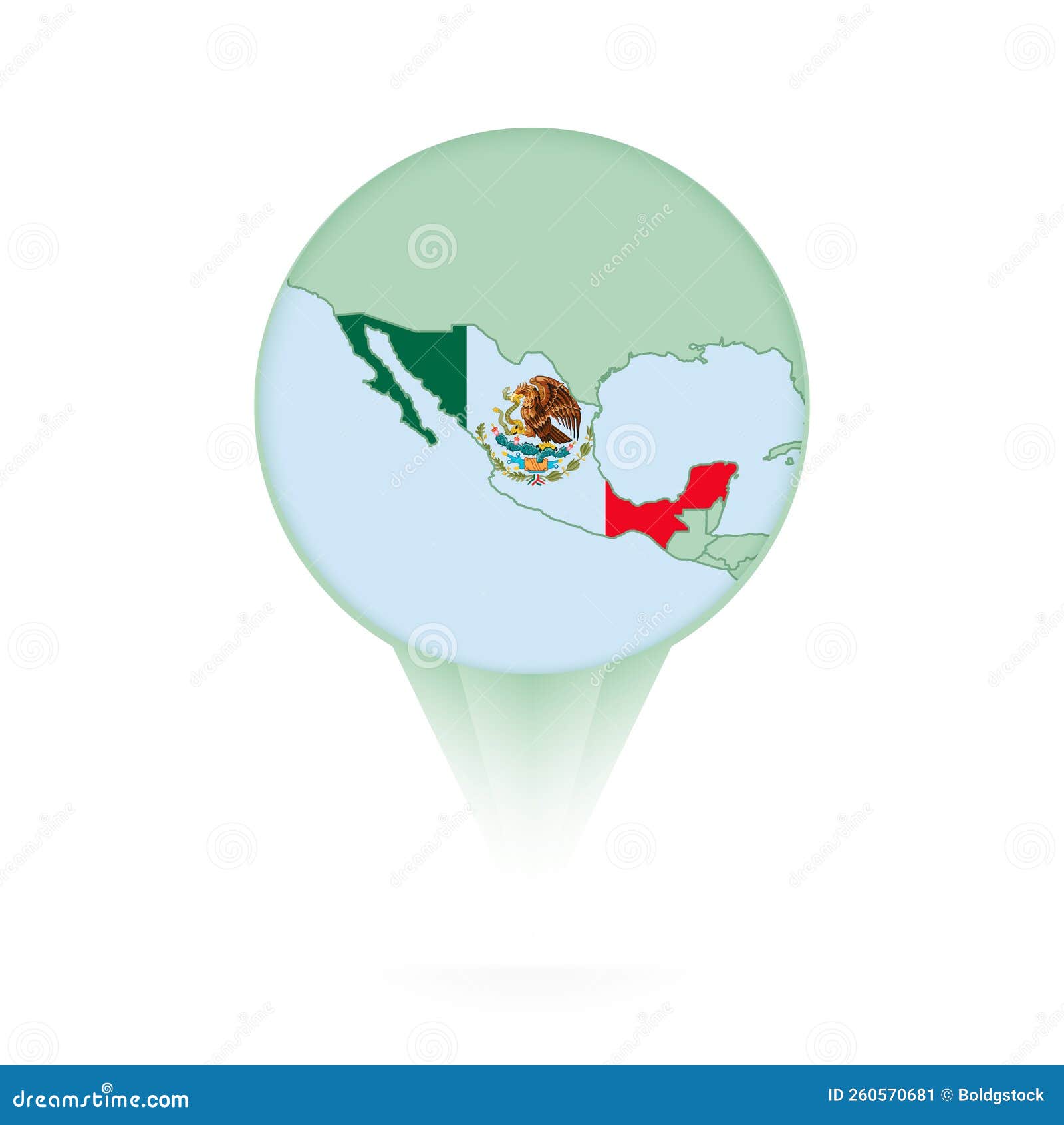 Mexico Map, Stylish Location Icon with Mexico Map and Flag Stock Vector ...