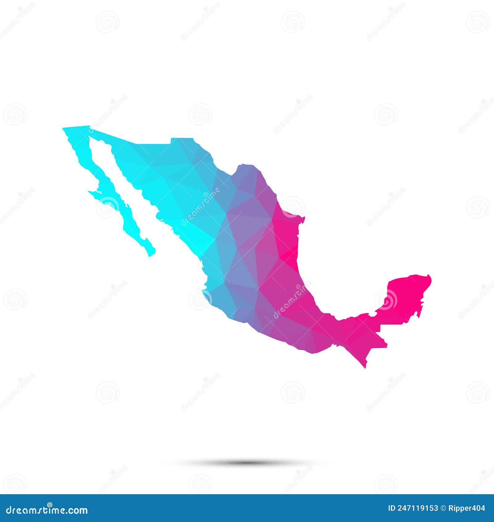 Mexico Map Triangle Low Poly Geometric Polygonal Abstract Style. Stock ...