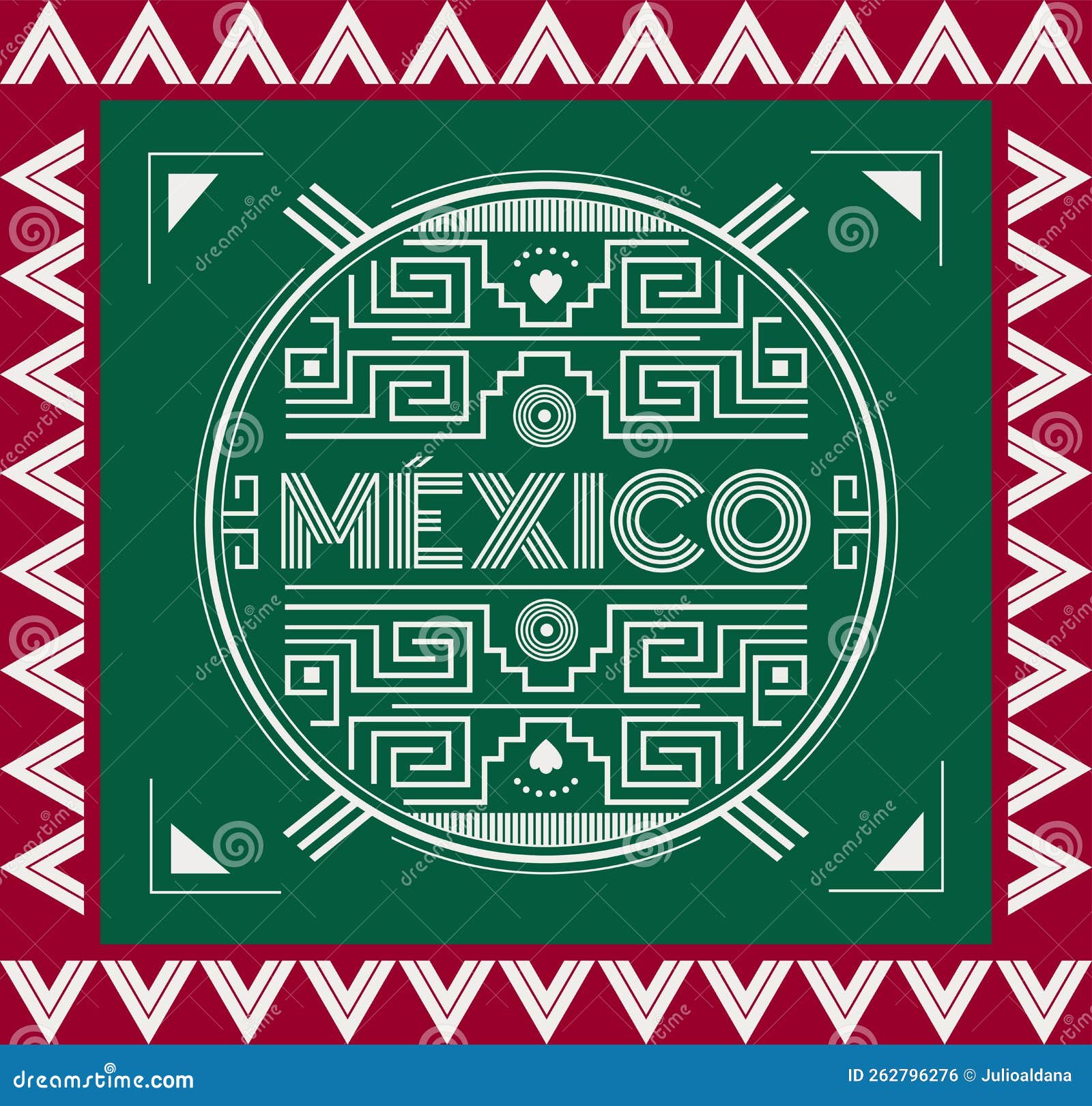 Mexico Maya Aztec Emblem Elements Design Flag Colors Stock Vector ...