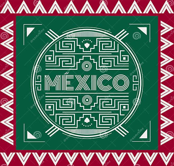 Mexico Maya Aztec Emblem Elements Design Flag Colors Stock Vector ...