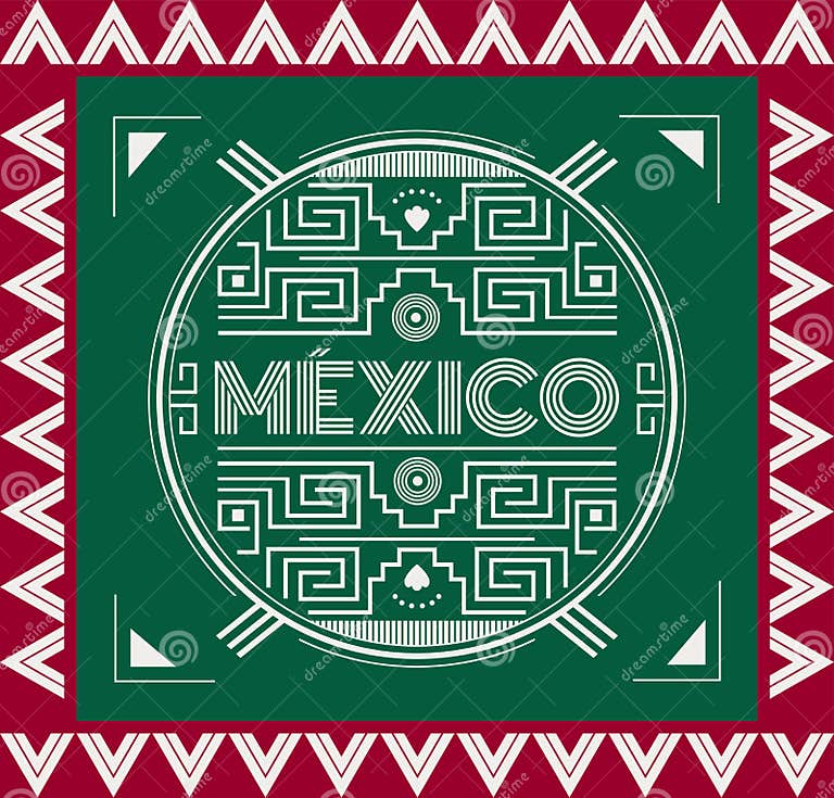 Mexico Maya Aztec Emblem Elements Design Flag Colors Stock Vector ...