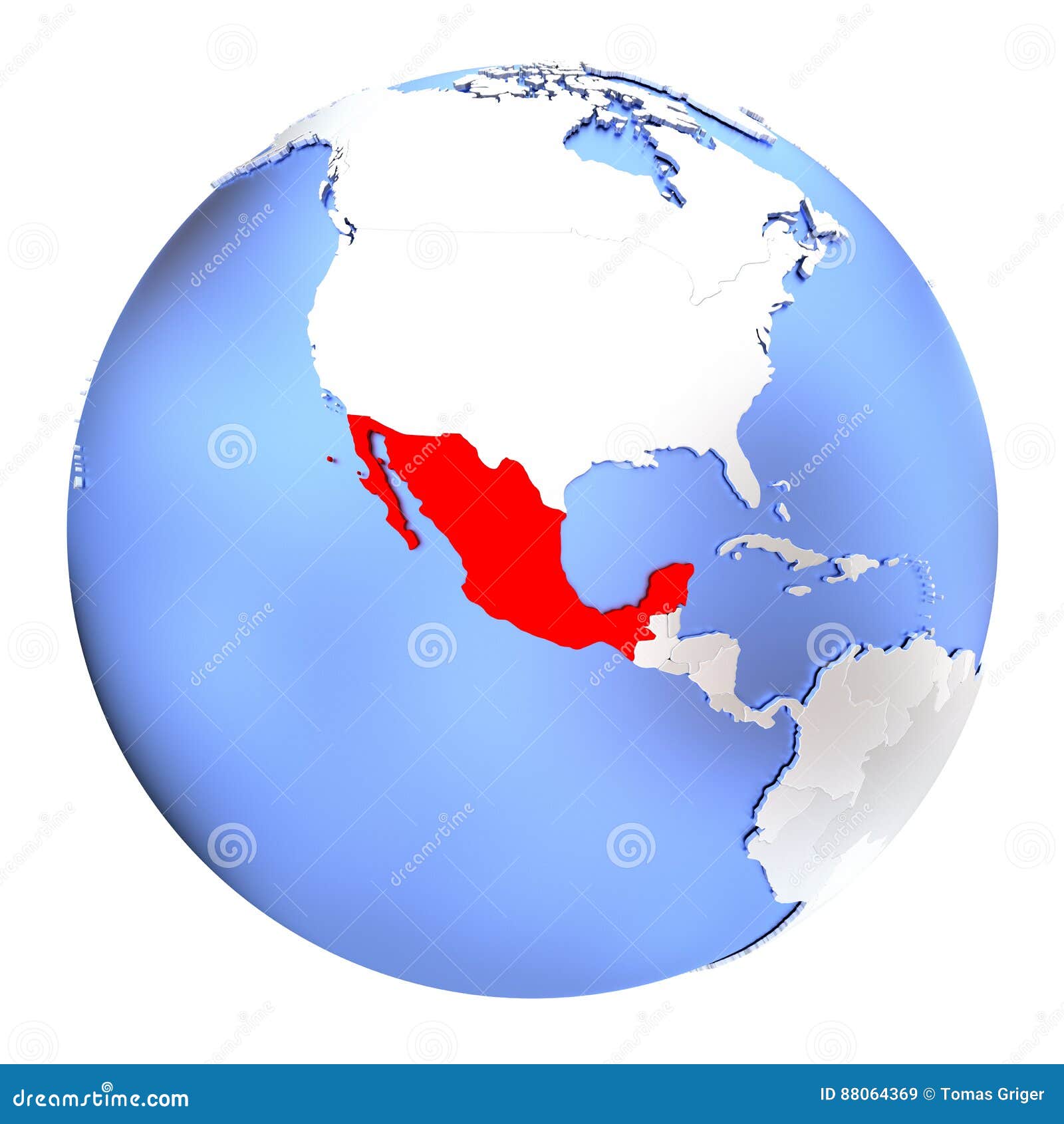 Mexico on Metallic Globe Isolated Stock Illustration - Illustration of ...
