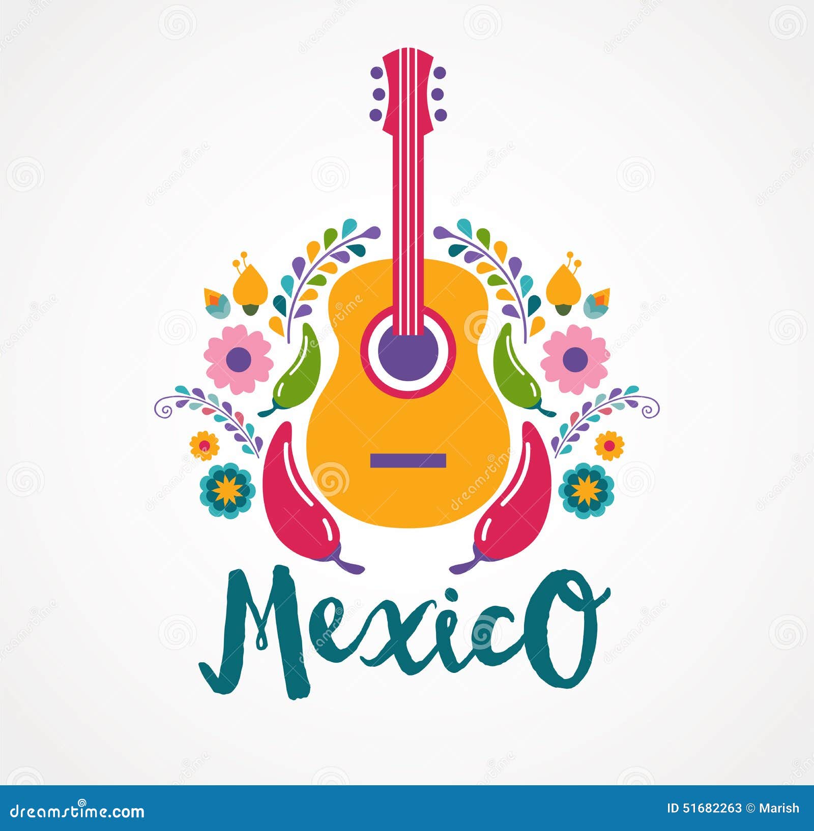 Mexico Music and Food Elements Stock Vector - Illustration of mask ...