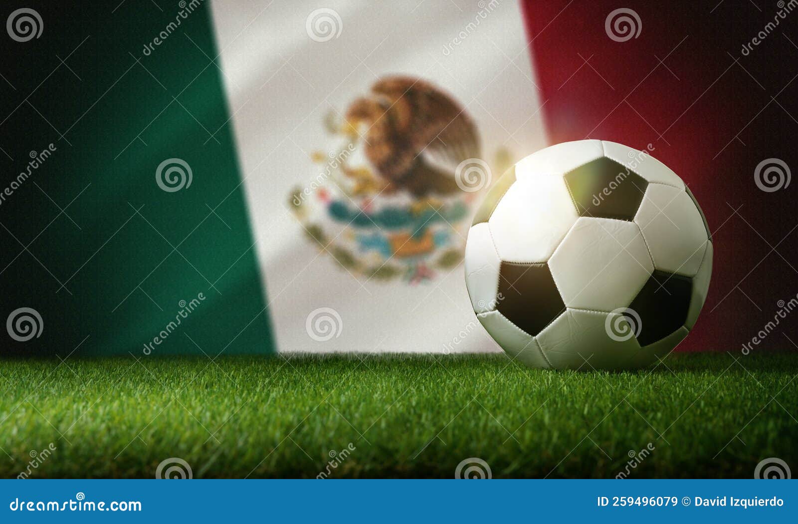 Mexico National Team Background with Ball and Flag Stock Image - Image ...