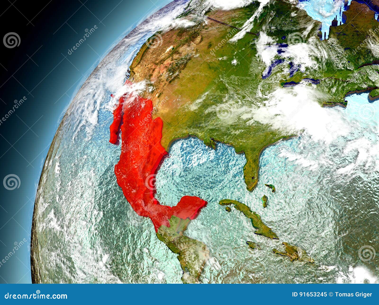 Mexico from Orbit of Model Earth Stock Illustration - Illustration of ...