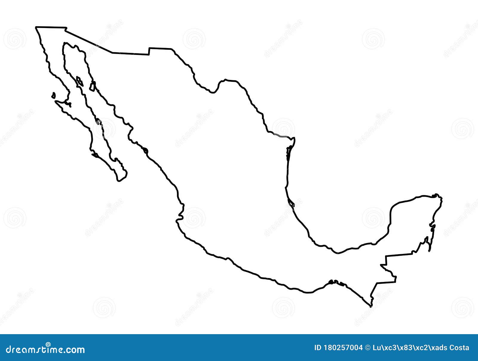 Mexico outline map stock illustration. Illustration of geography ...