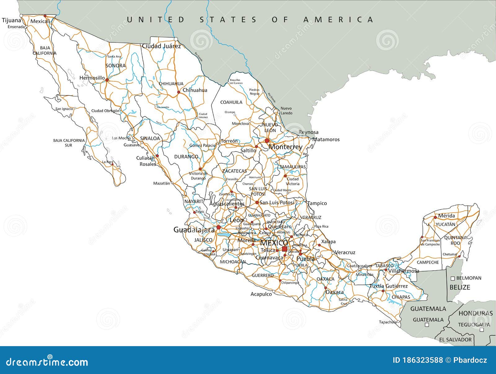 Detailed Mexico Map With Infographic Elements. Cartoon Vector ...