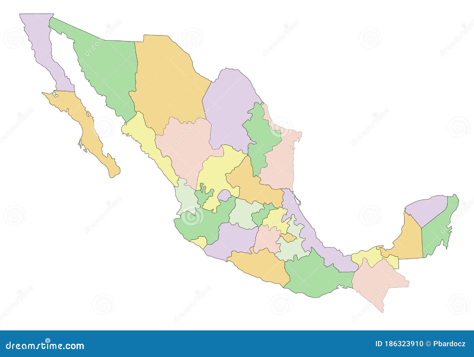 Mexico - Highly Detailed Editable Political Map. Stock Vector ...