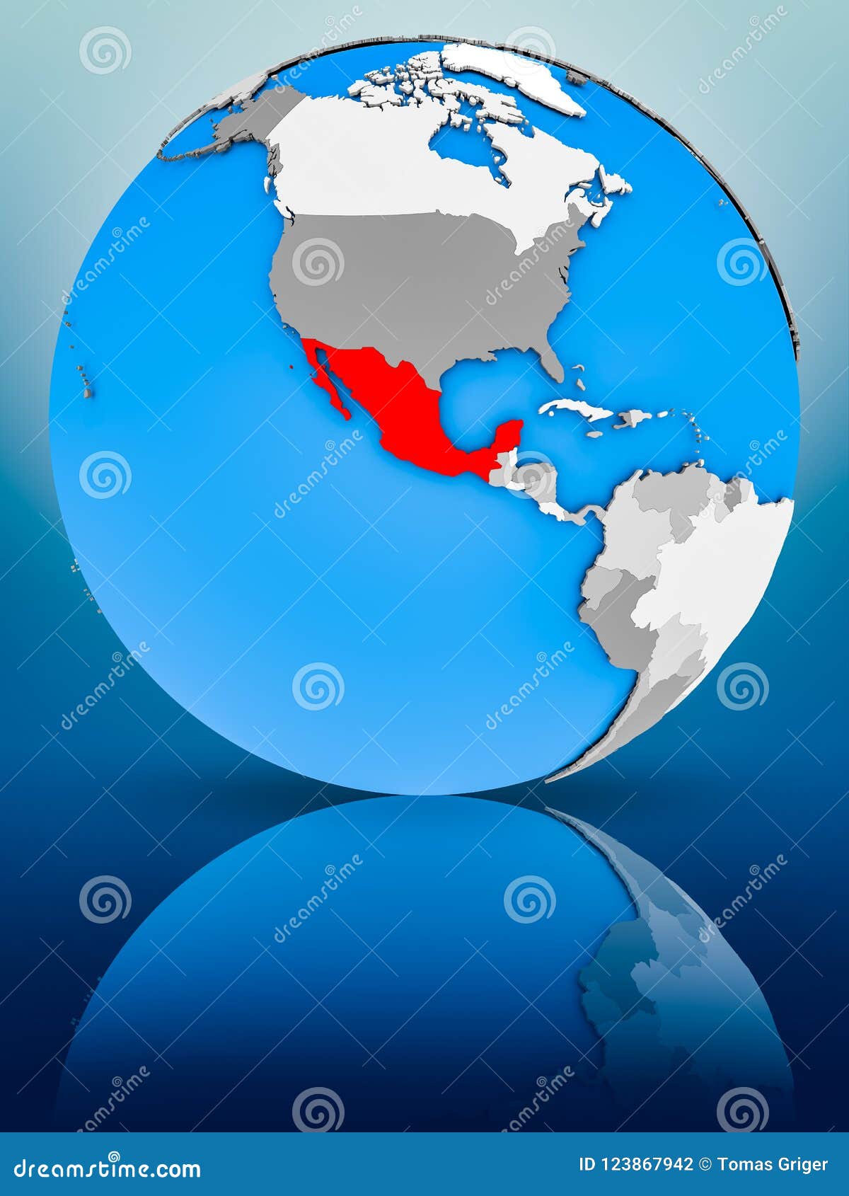 Mexico on political globe stock photo. Image of world - 123867942