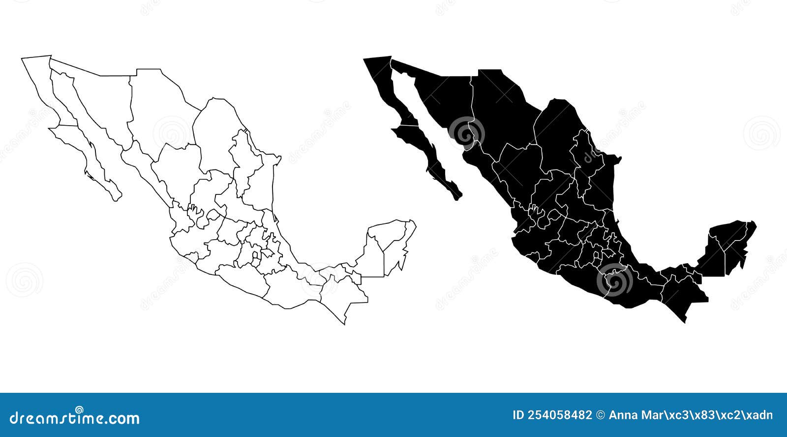 Mexico Political Map. Low Detailed Stock Vector - Illustration of ...