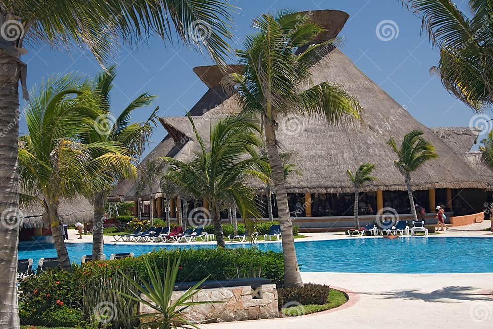 Mexico pool and caffe stock image. Image of beach, ocean - 1327693