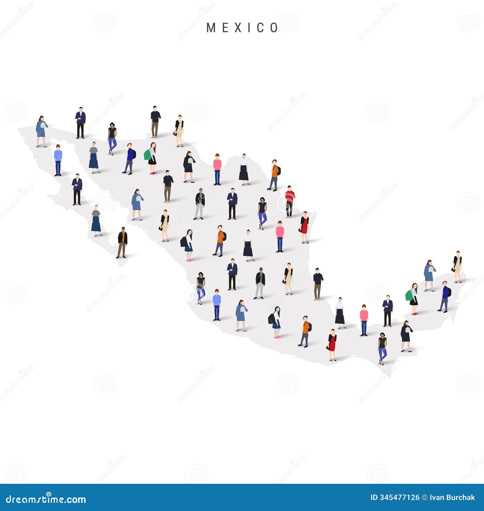 Mexico Population Infographic. Map Made From Stick Figure People Vector ...