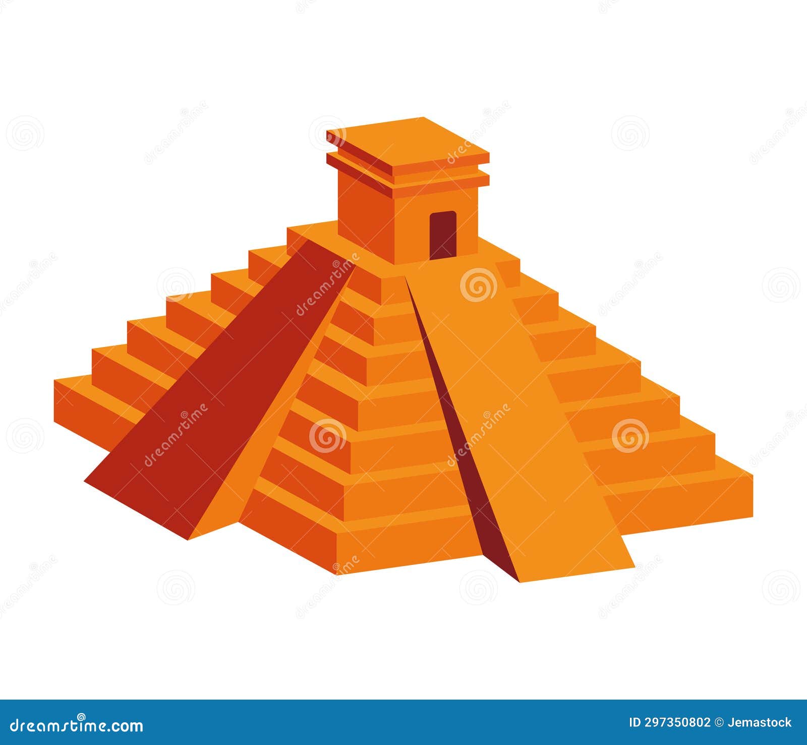 Mexico Chichen Itza Tulum Kukulcan Pyramid Cartoon Vector ...