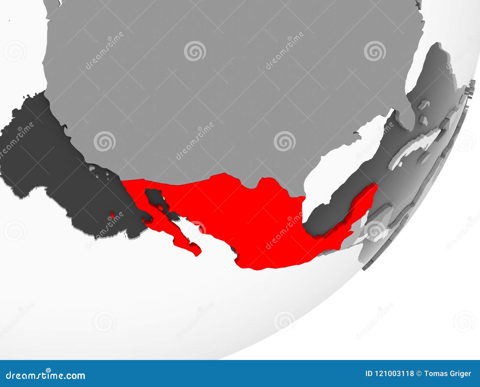 Mexico in red on grey map stock illustration. Illustration of globe ...