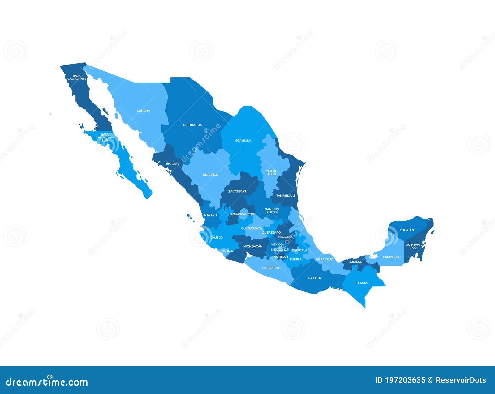 Mexico - Map Of Regions Cartoon Vector | CartoonDealer.com #230416435