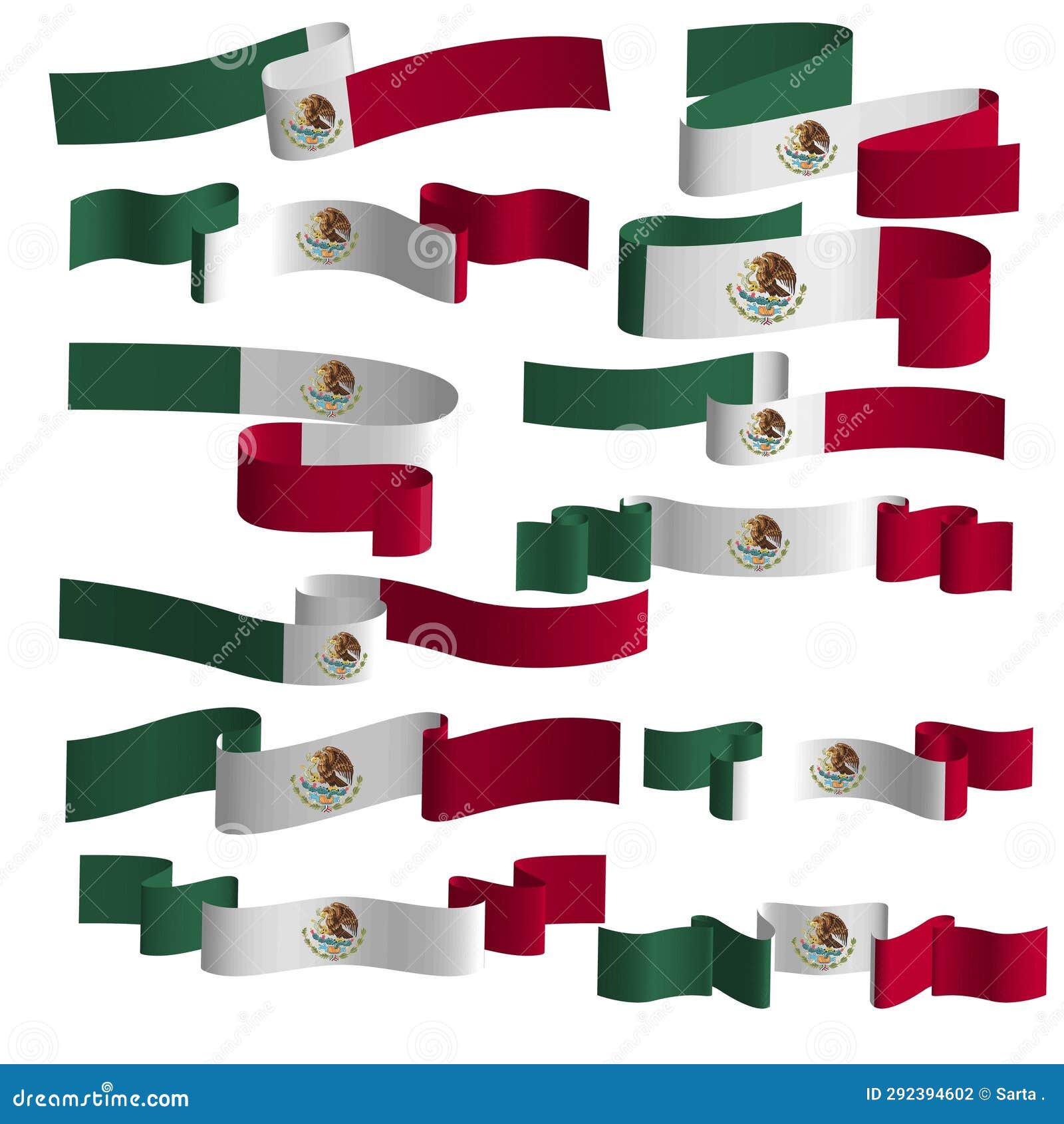 Mexico Ribbon Flag Vector Element Stock Illustration - Illustration of ...