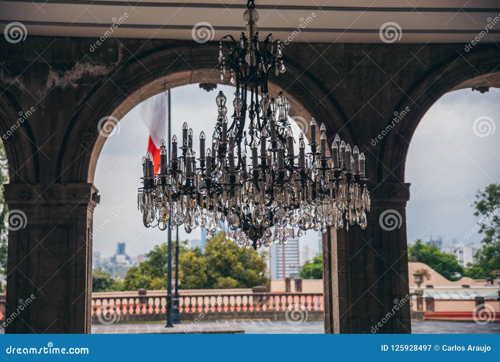 MEXICO - SEPTEMBER 29: Ceiling Lamp at the Chapultepec Castle ...