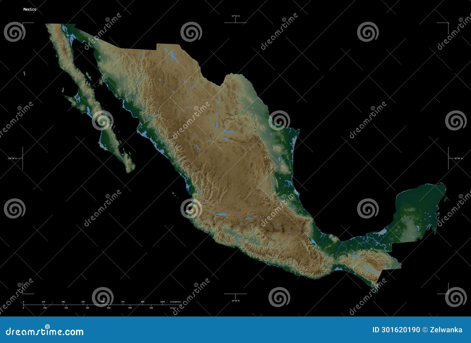 Mexico Shape on Black. Physical Stock Illustration - Illustration of ...