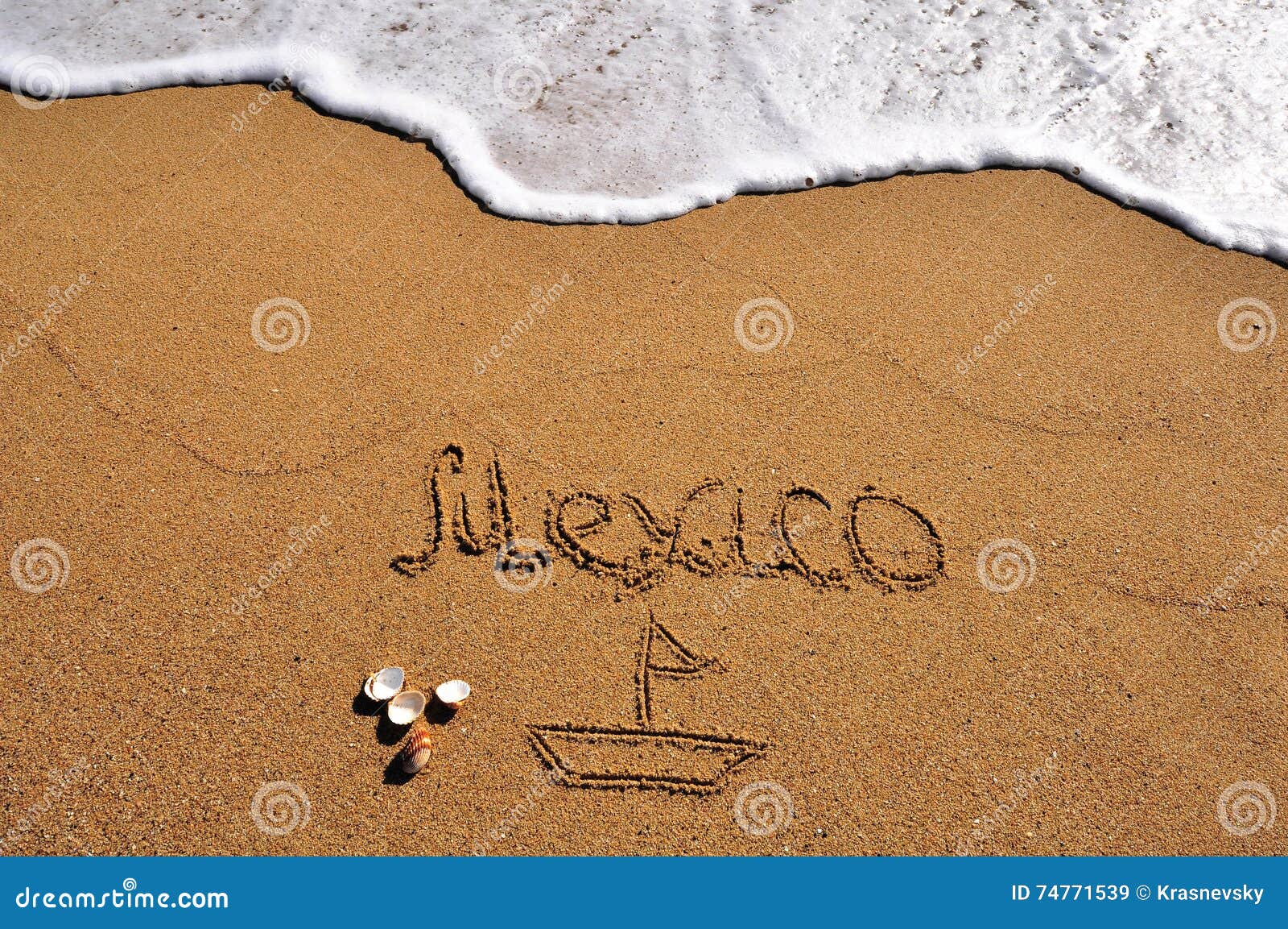 Mexico sign in the sand stock image. Image of cabo, mexico - 74771539