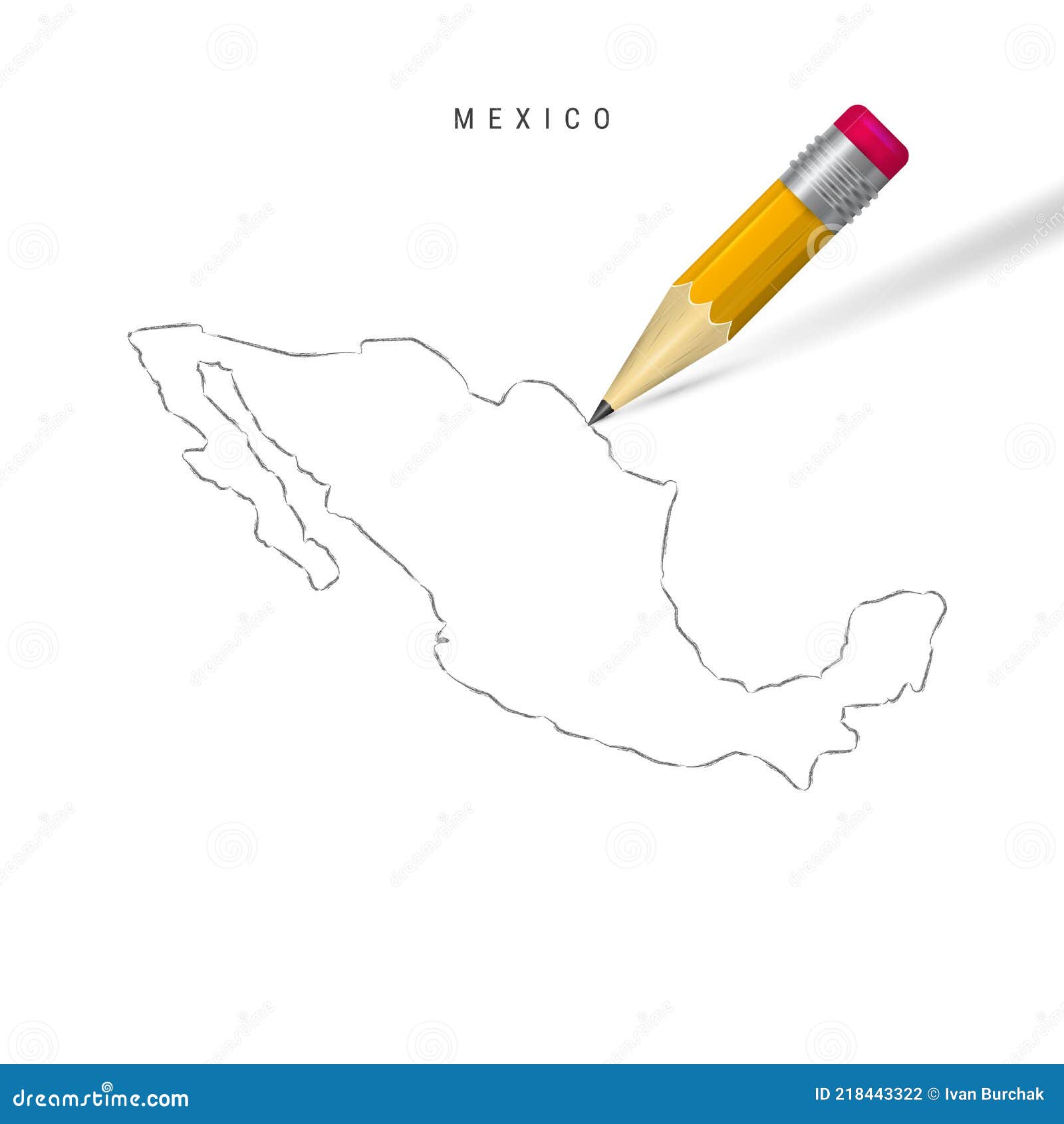 Mexico Freehand Sketch Outline Vector Map Isolated On White Background ...