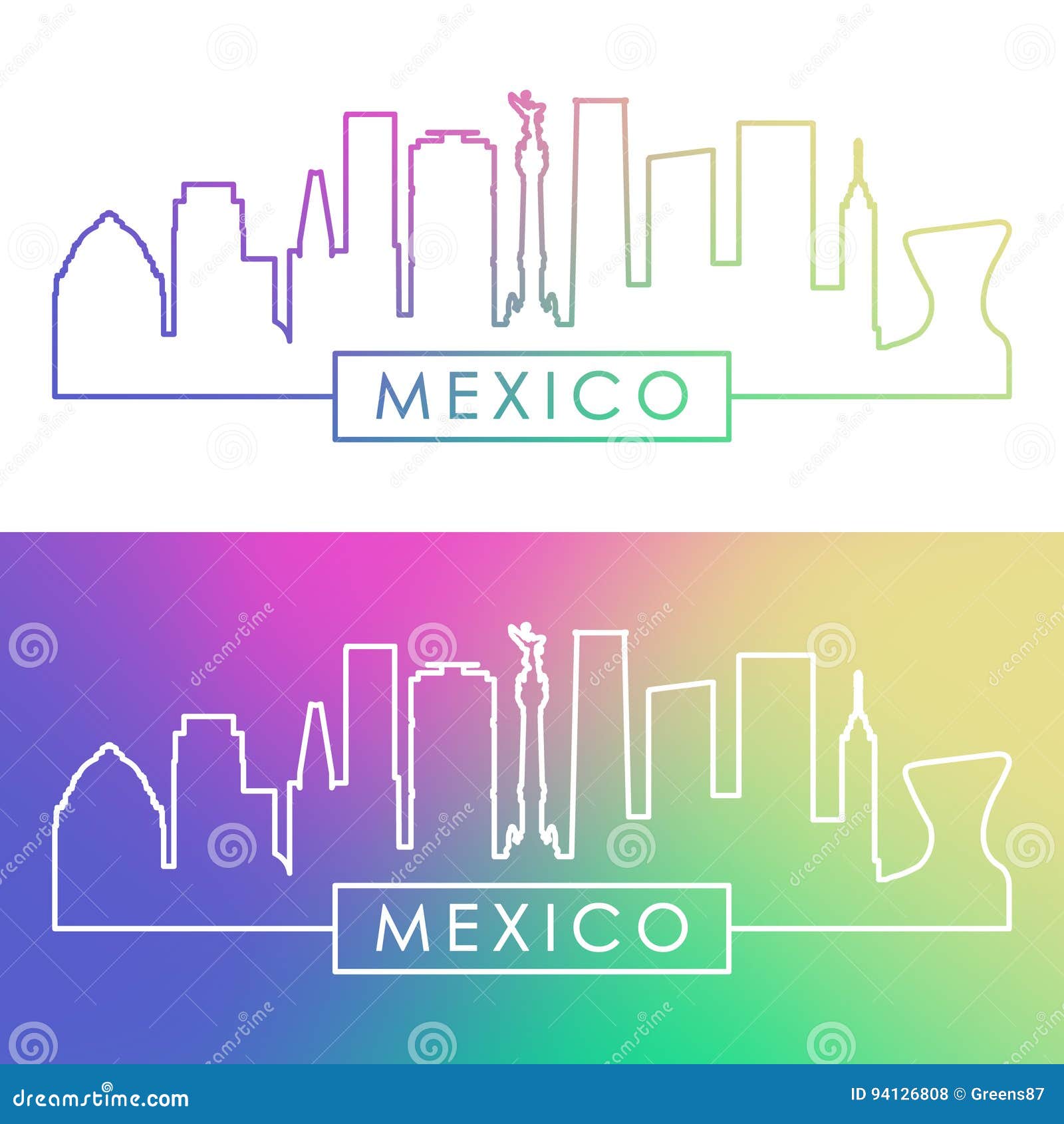 Mexico Skyline. Colorful Linear Style Stock Vector - Illustration of ...