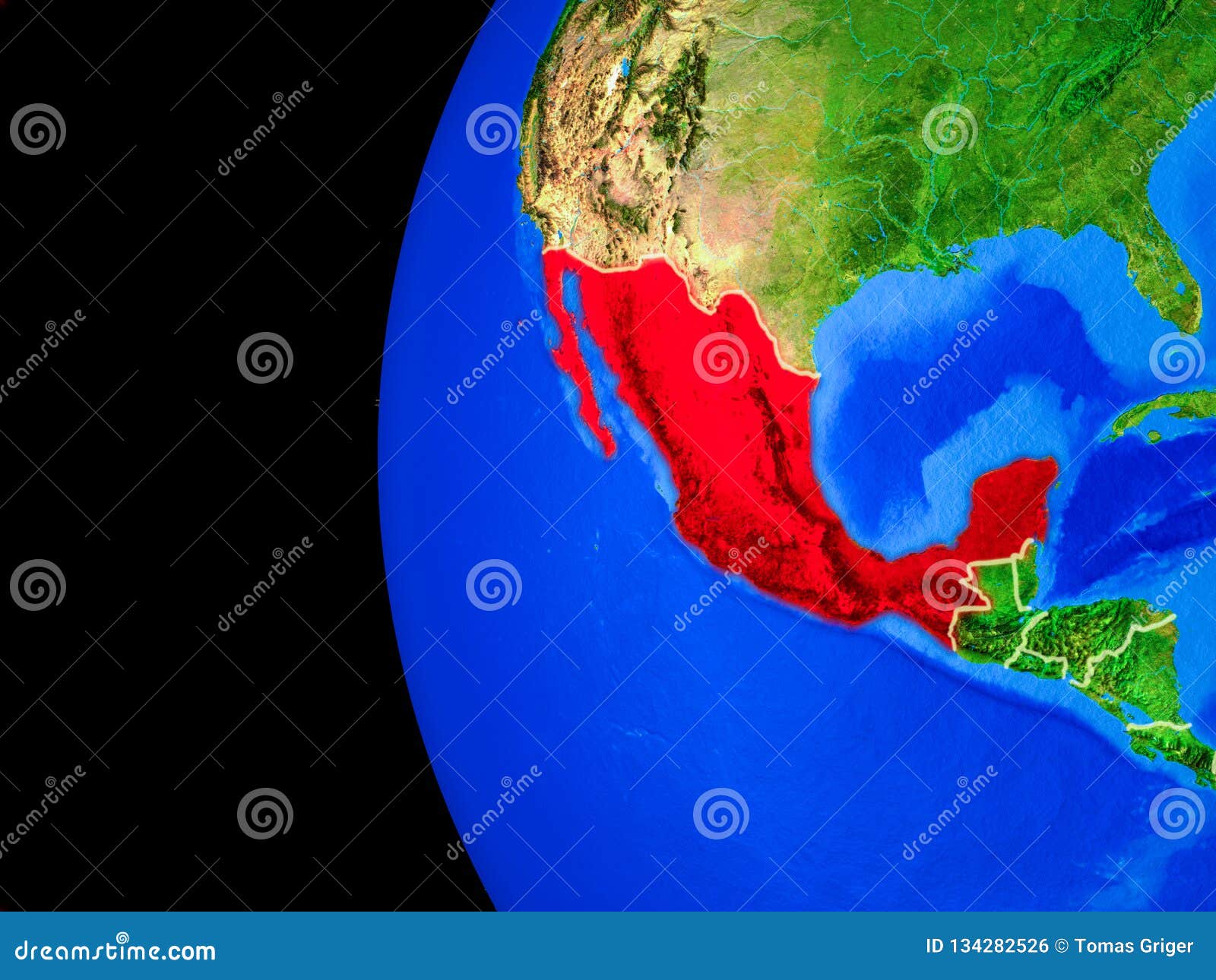 Mexico from space stock illustration. Illustration of earth - 134282526